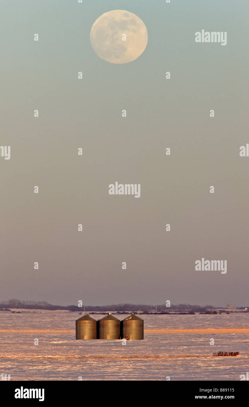 Full Moon in Winter Canada Stock Photo - Alamy