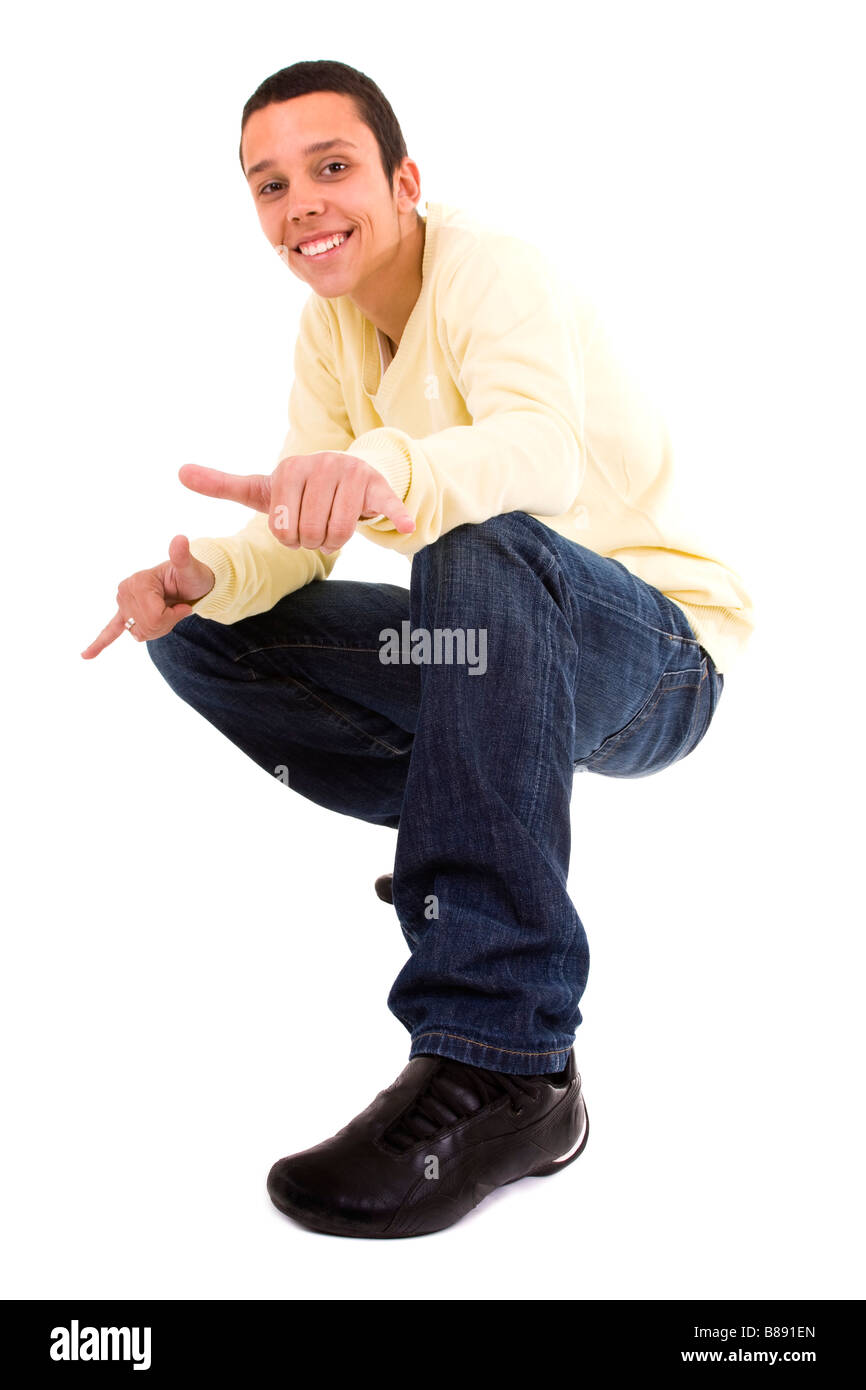 young men in a surf pose with hang loose hands selective focus Stock ...