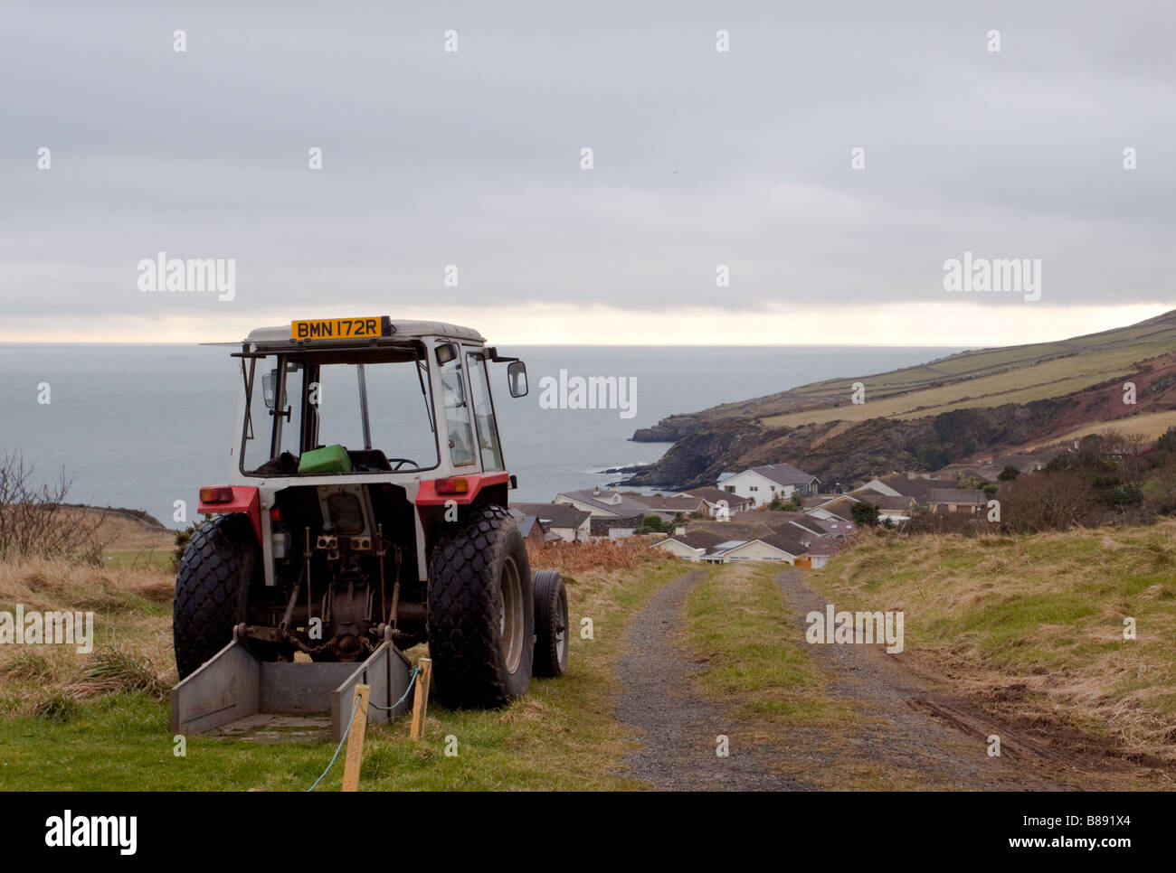 Tractor on the Isle of Man Stock Photo - Alamy