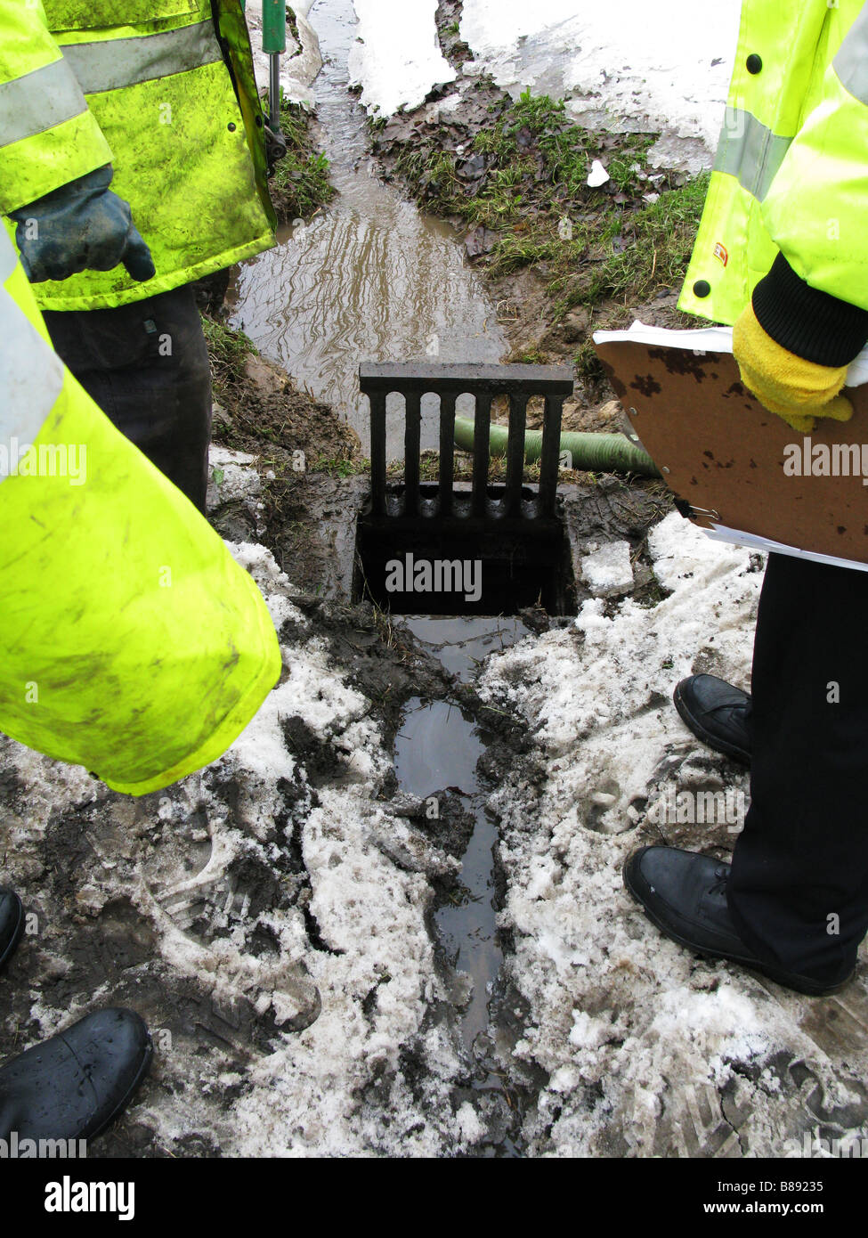 Council workmen looking down a drain, winter flooding issues?How many ...