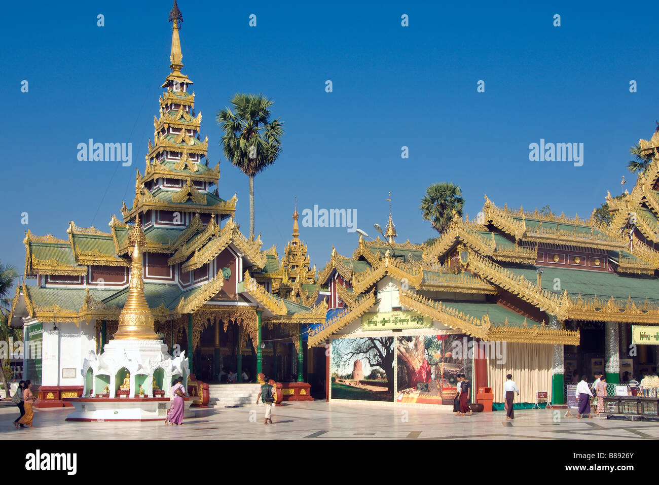 Octagonal Pagoda of the Eight Weekdays Shwedagon Pagoda Yangon, Myanmar ...