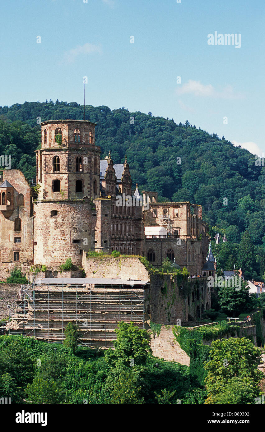 Exterior walls of the Gothic and Renaissance Heidelberg Schloss (Castle ...