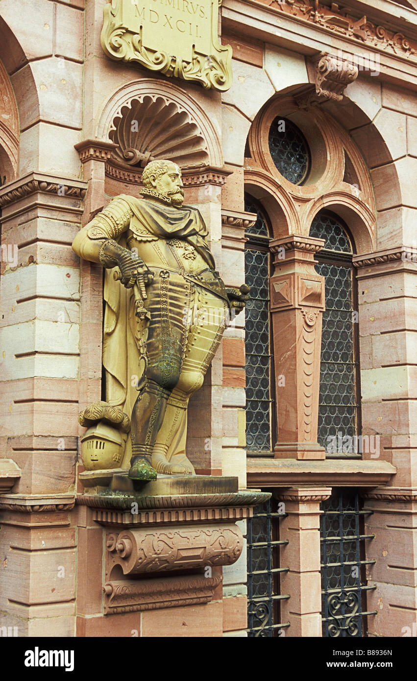 Statue on interior walls of the Gothic and Renaissance Schloss (Castle ...
