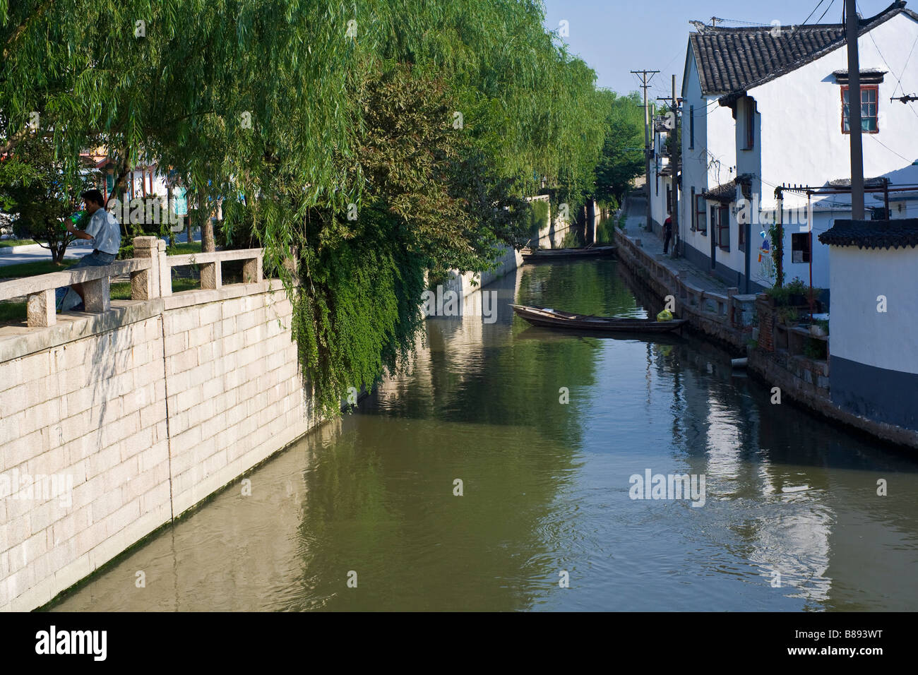 Small bark floating in canal of Suzhou, the "Venice of the Orient Stock ...