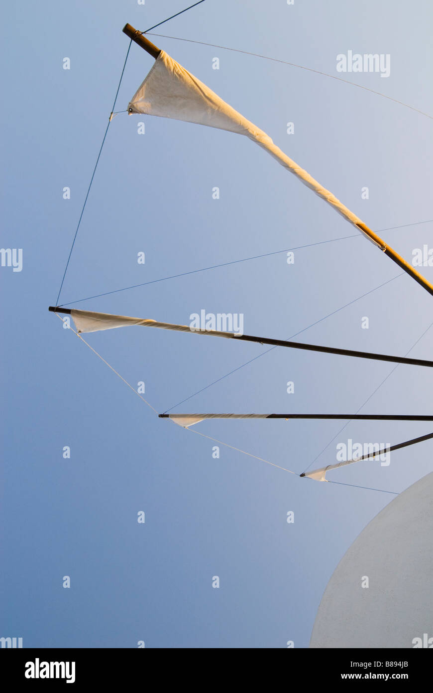 Windmill sails on the Greek Islands, Paros, Cyclades, Greece Stock ...