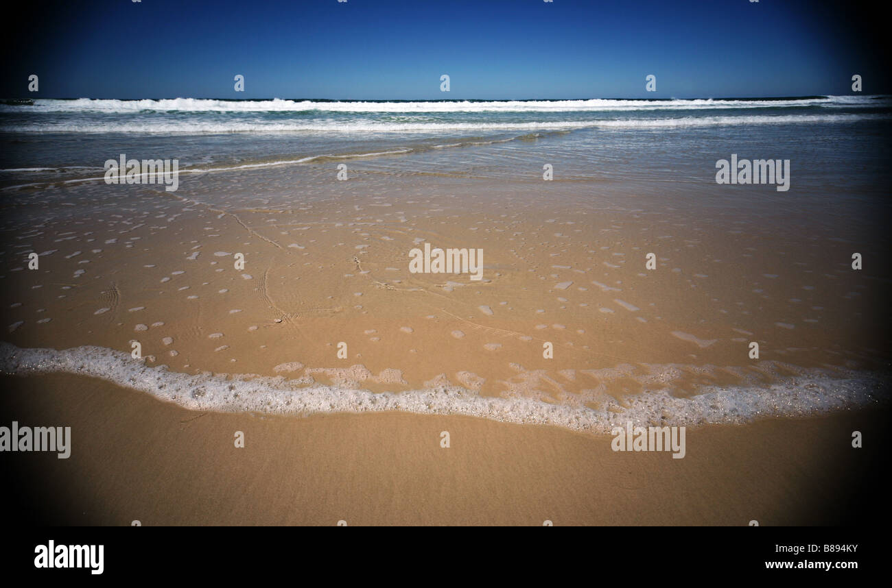 Wide angle photo of a beach burned edges round Stock Photo - Alamy