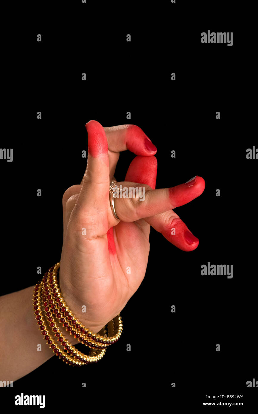 Woman hand showing Katakamukha hasta (meaning ppening in a Bracelet) of ...