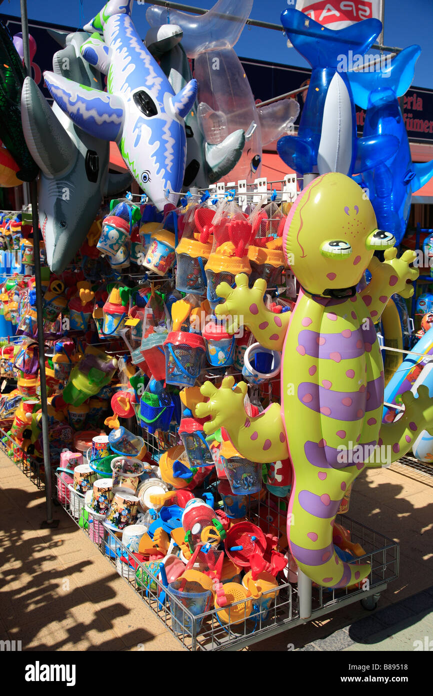 Toys gifts souvenirs outside a shop Puerto de Alcudia Town Mallorca ...