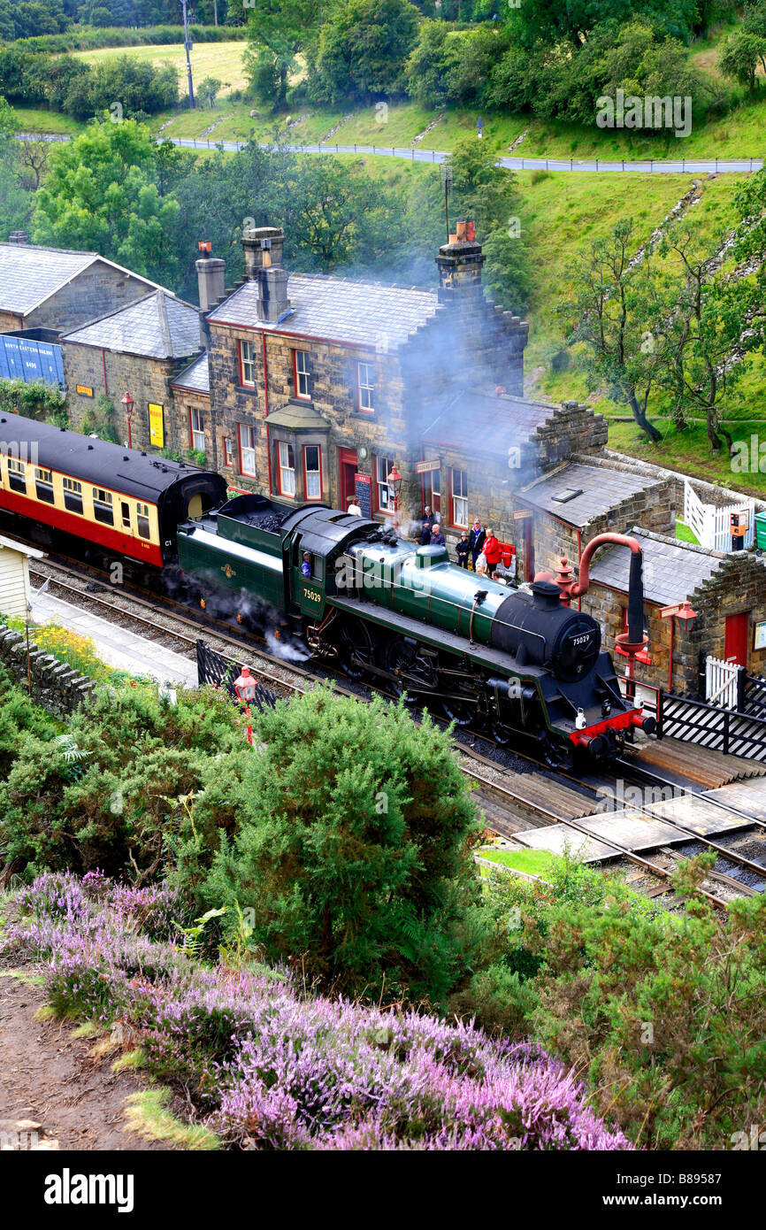 Steam train at Goathland Station North Yorkshire Moors Railway National ...