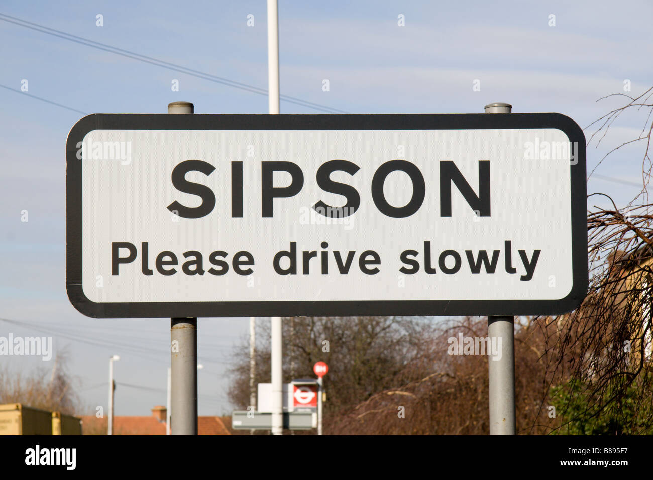 Please drive slowly sign hi-res stock photography and images - Alamy