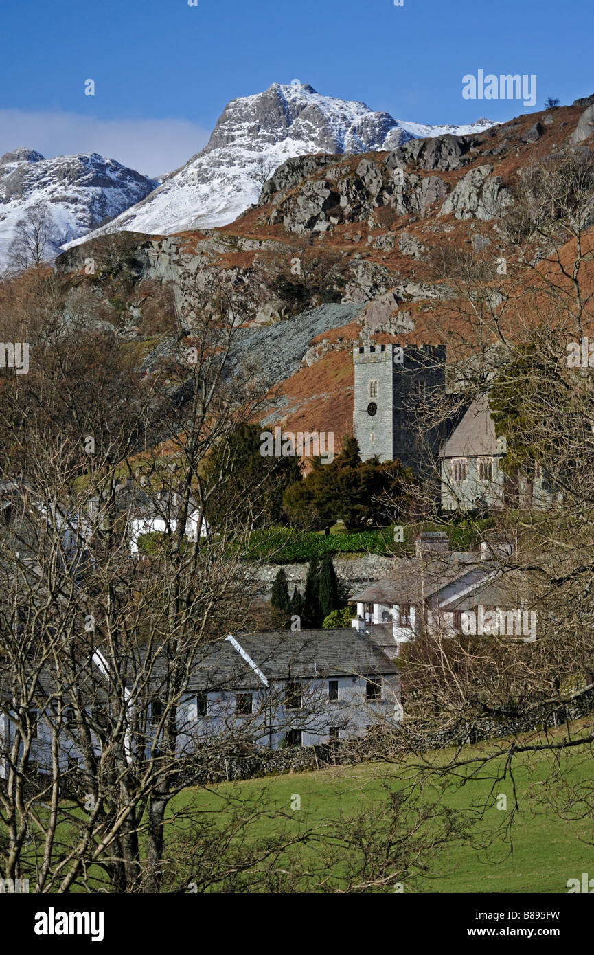 Holy Trinity Church, Chapel Stile and the Langdale Pikes. Langdale ...