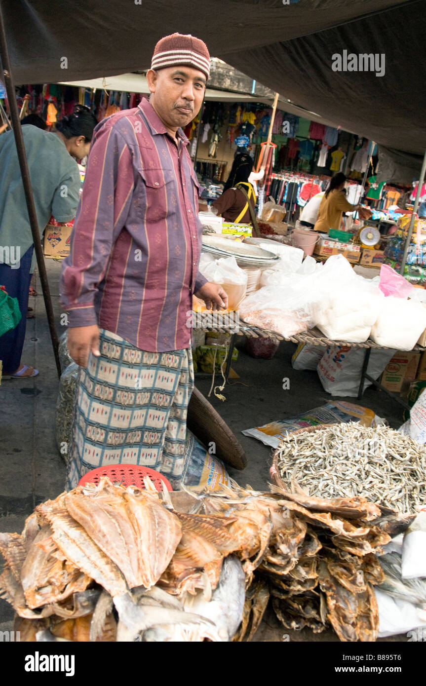 Muslim fish seller at Kuraburi morning market,Phang-nga,Thailand Stock ...