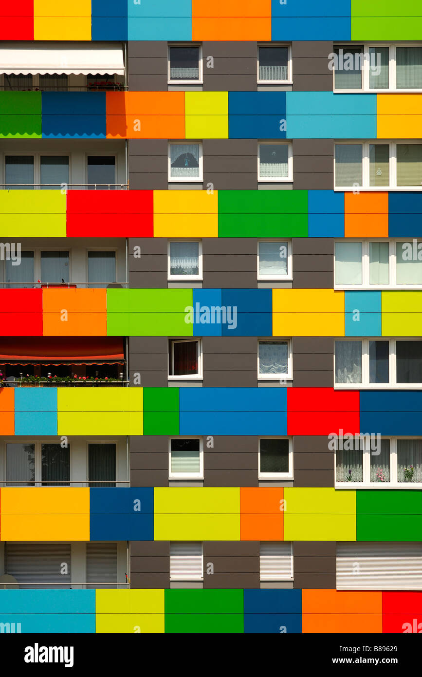 Colourful exterior design of residential buildings, Dresden, Saxony ...