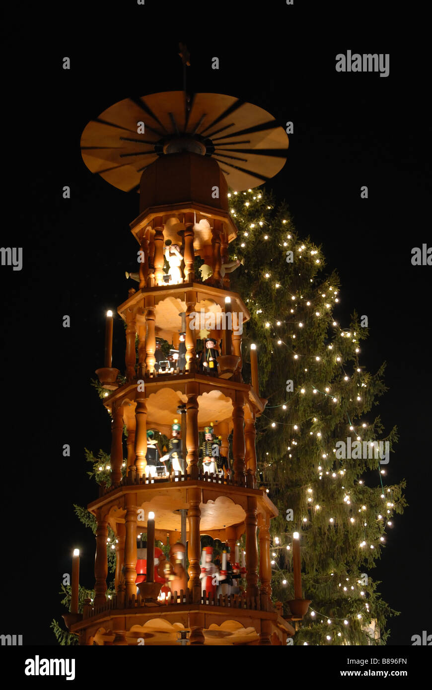 Dresden - christmas market tree Stock Photo - Alamy