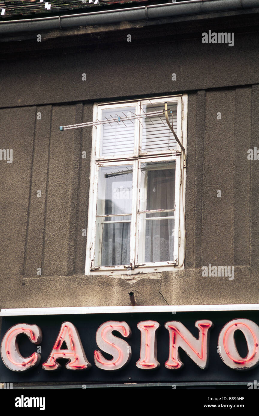 Old window and casino sign Stock Photo - Alamy
