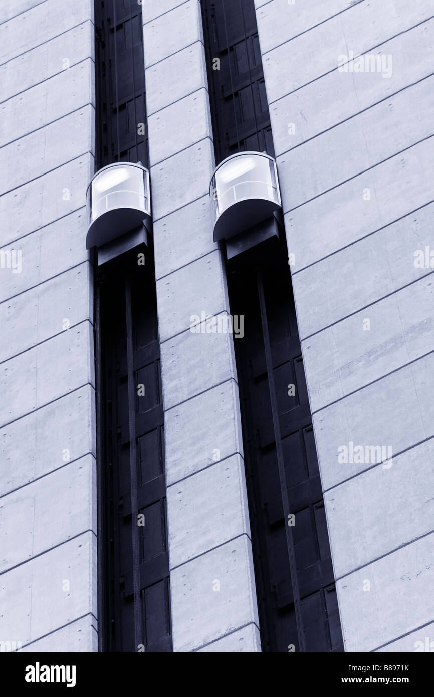 Skyscraper detail dynamic composition including elevators Stock Photo ...
