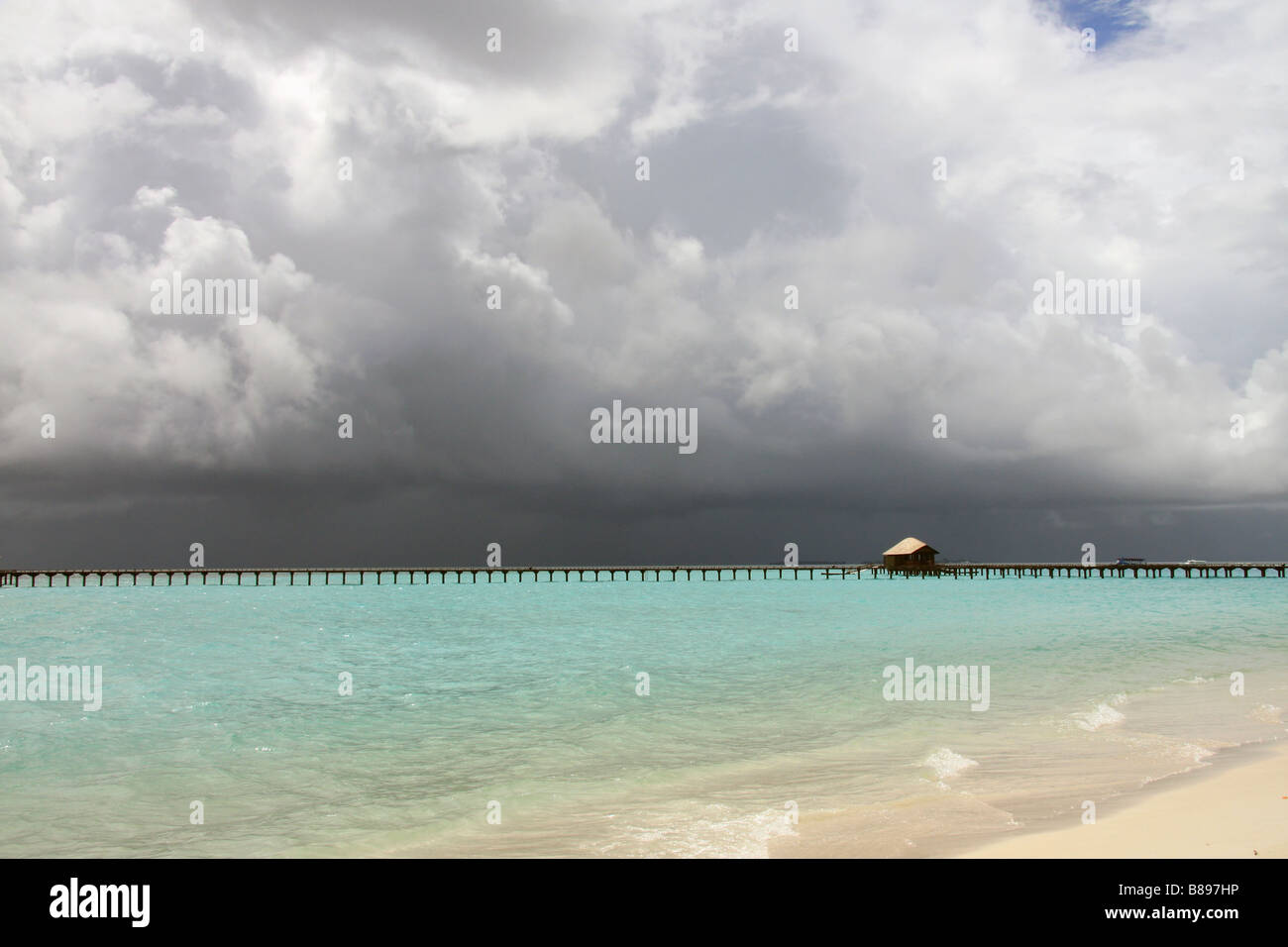 Thunder-storm above maldivian island Stock Photo - Alamy