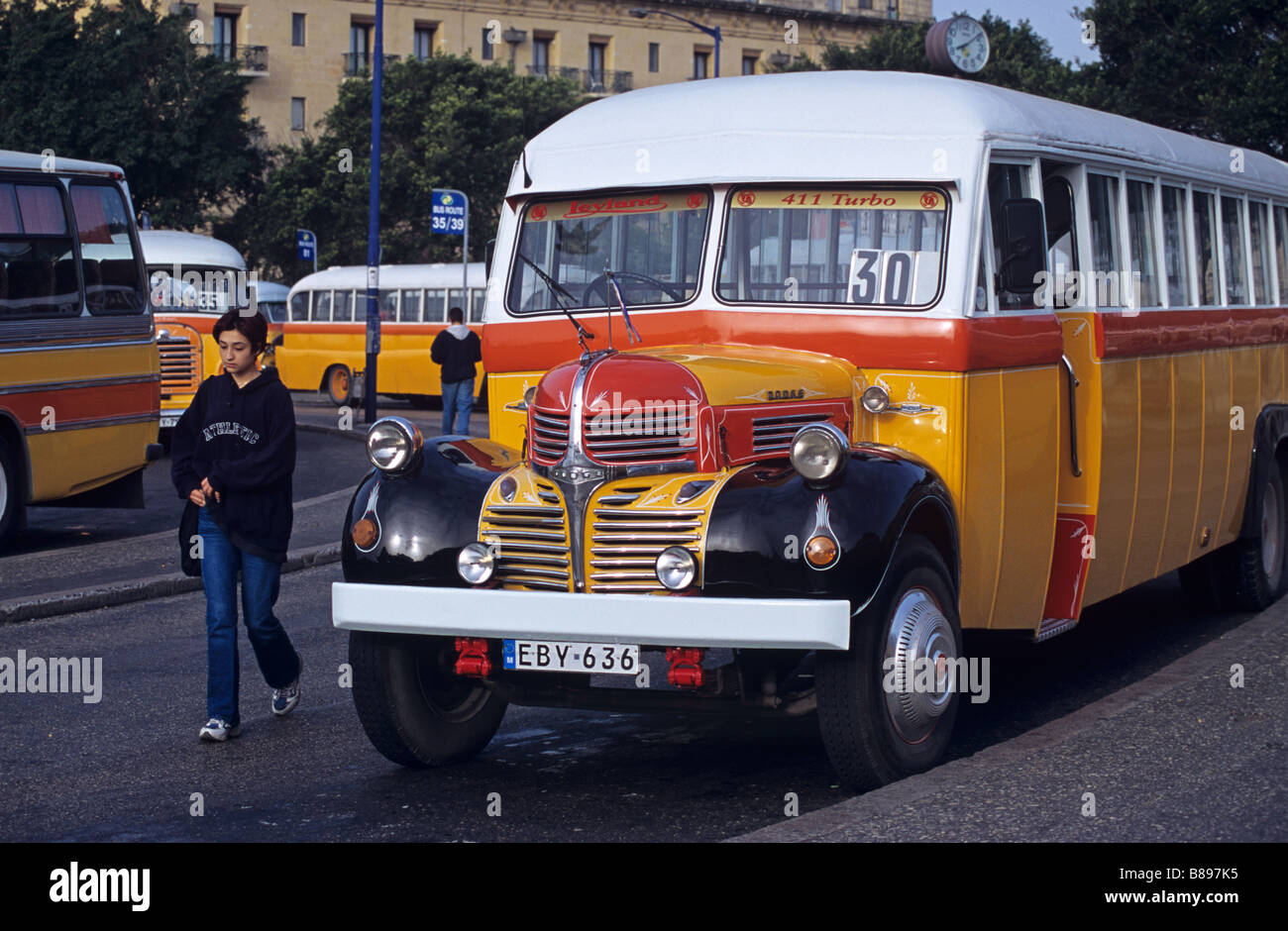Maltese Bus, a 1956 Dodge, and the Main Bus Station, Valletta, Malta ...