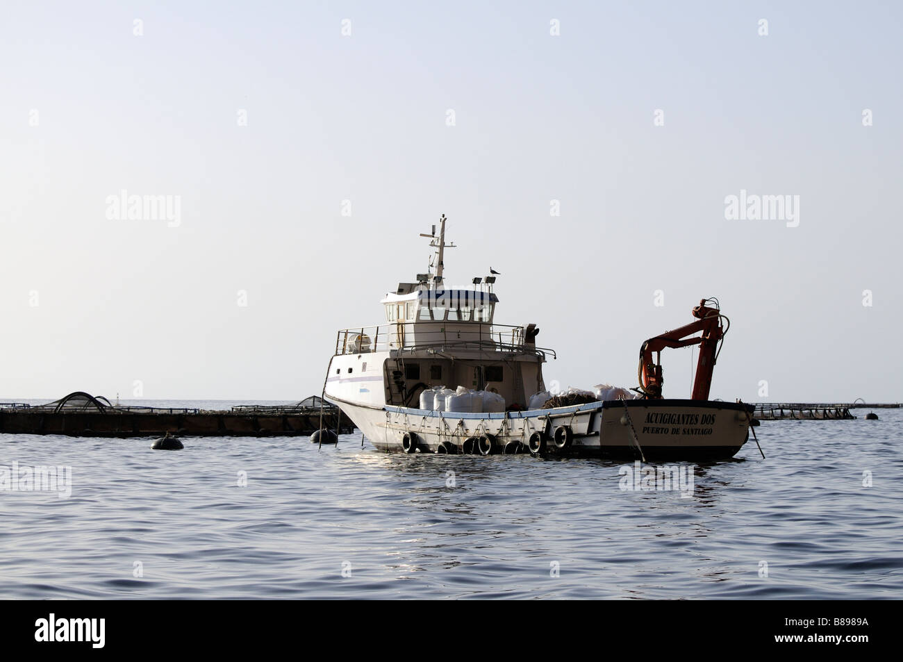 Fish farming in the Atlantic Ocean off Tenerife canary Islands Support ...