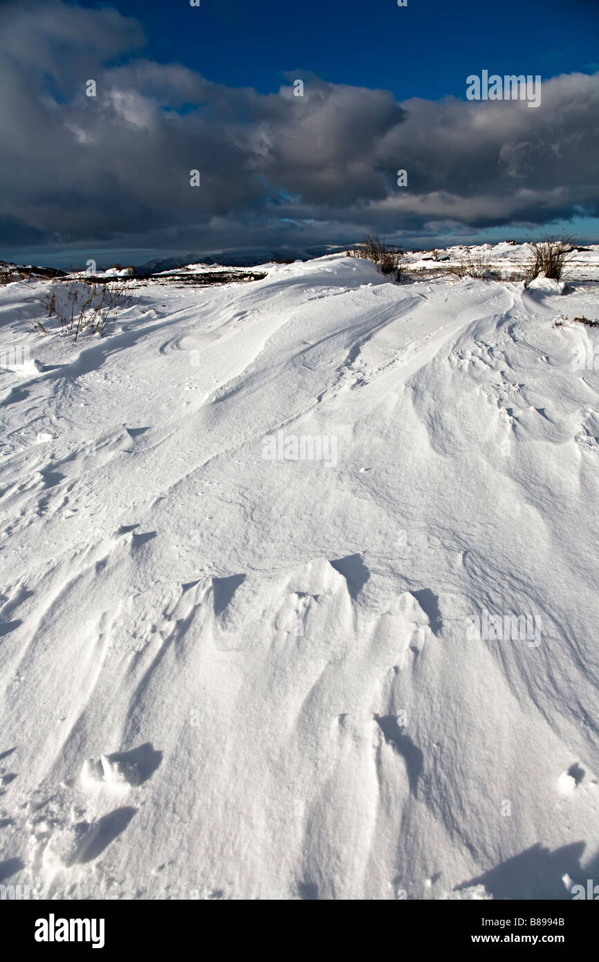 Snow slope in close up with windswept markings UK Stock Photo - Alamy