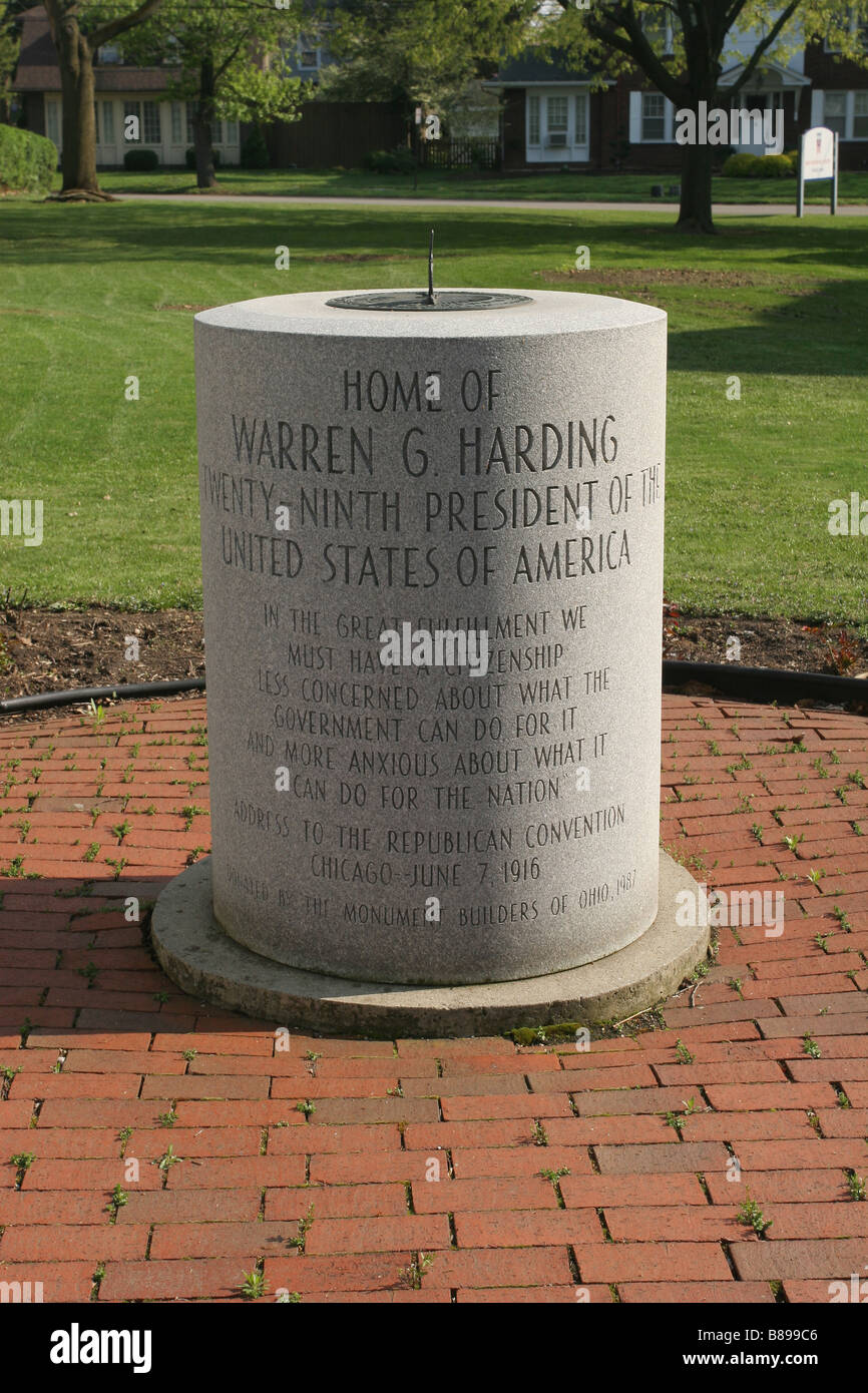 Memorial Marker at President Warren G Harding Home Marion Ohio Stock ...