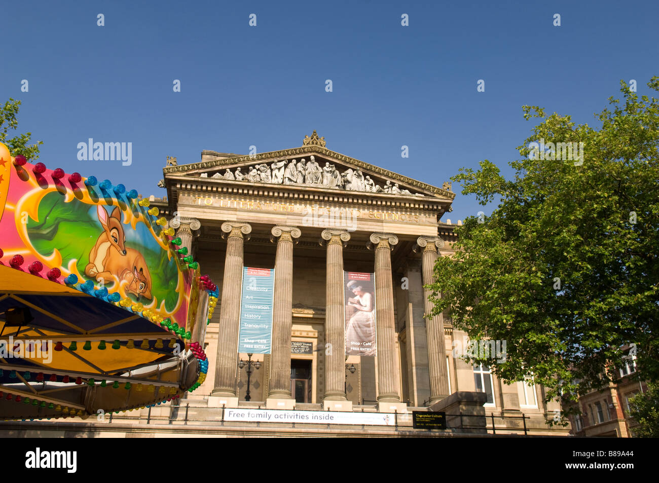Harris Museum and Art Gallery with a fun fair outside in Preston ...