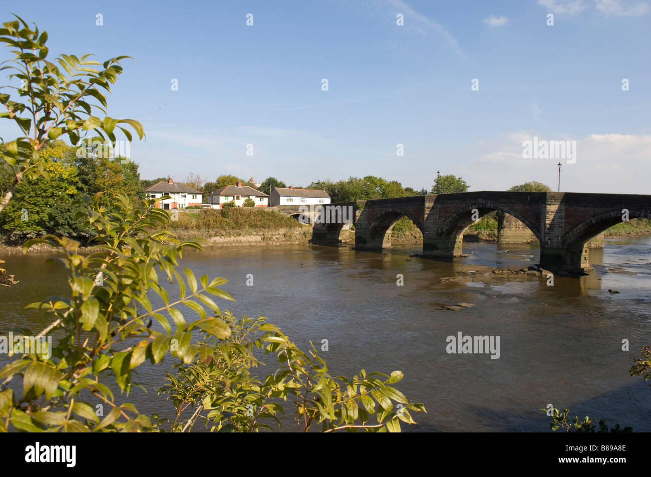 Old Stone Footbridge over the River Ribble in Preston Lancashire Stock ...