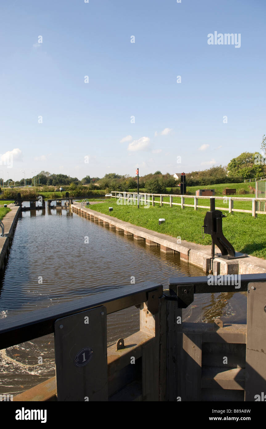 Lock gates at the Ribble Link Preston Lancashire Stock Photo - Alamy