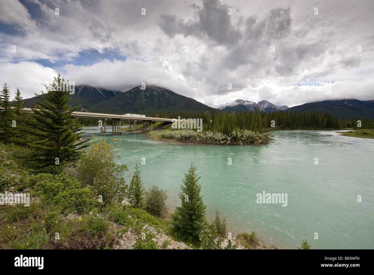 bow river, banff, canada Stock Photo - Alamy