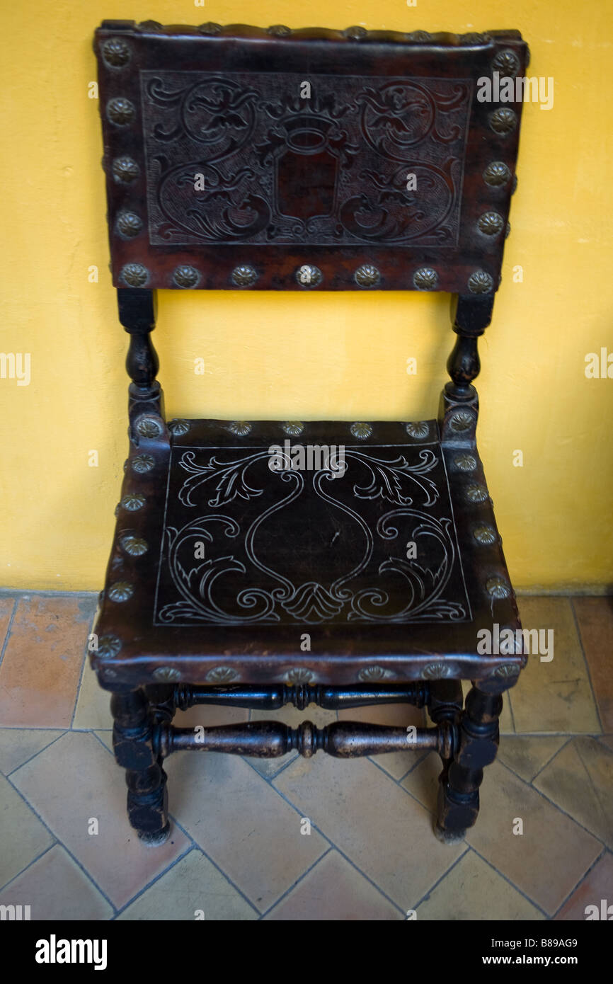 leather engraved chair Stock Photo - Alamy