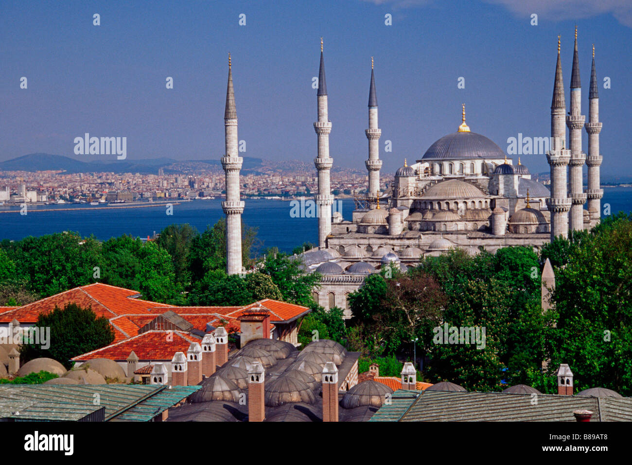 Sultanahmet (the Blue Mosque) overlooking the Bosphorus, Istanbul ...