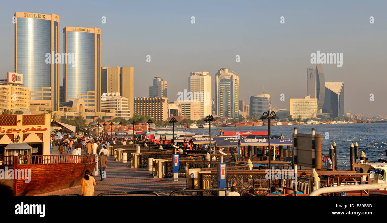 Dubai Deira side of the Creek at the Deira Old Souk waterbus station ...