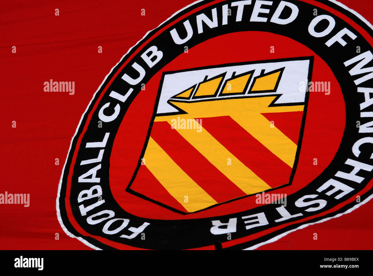 A large FC United of Manchester supporters flag Stock Photo - Alamy