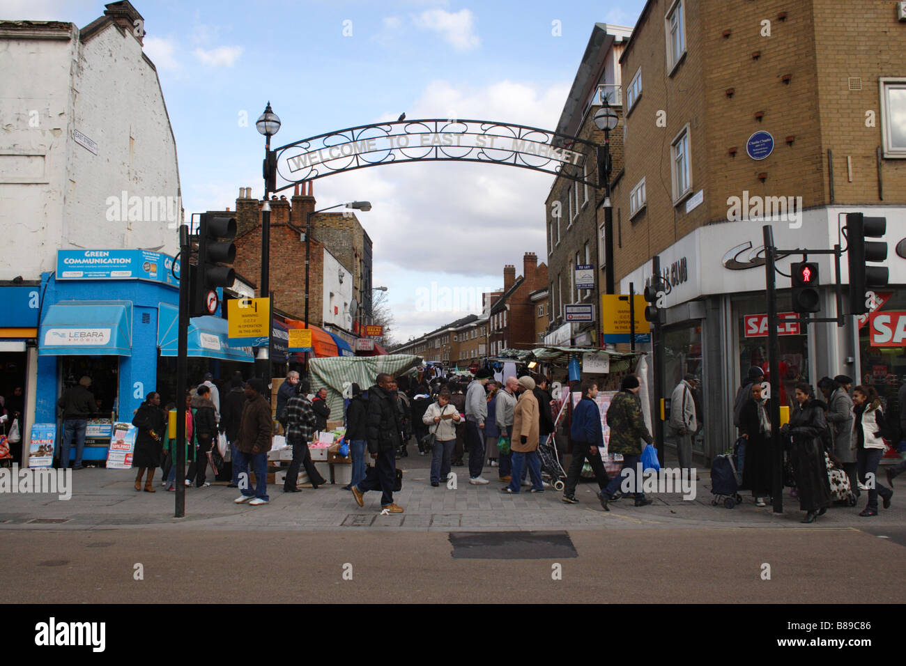 Entrance to East Street Market London Stock Photo - Alamy