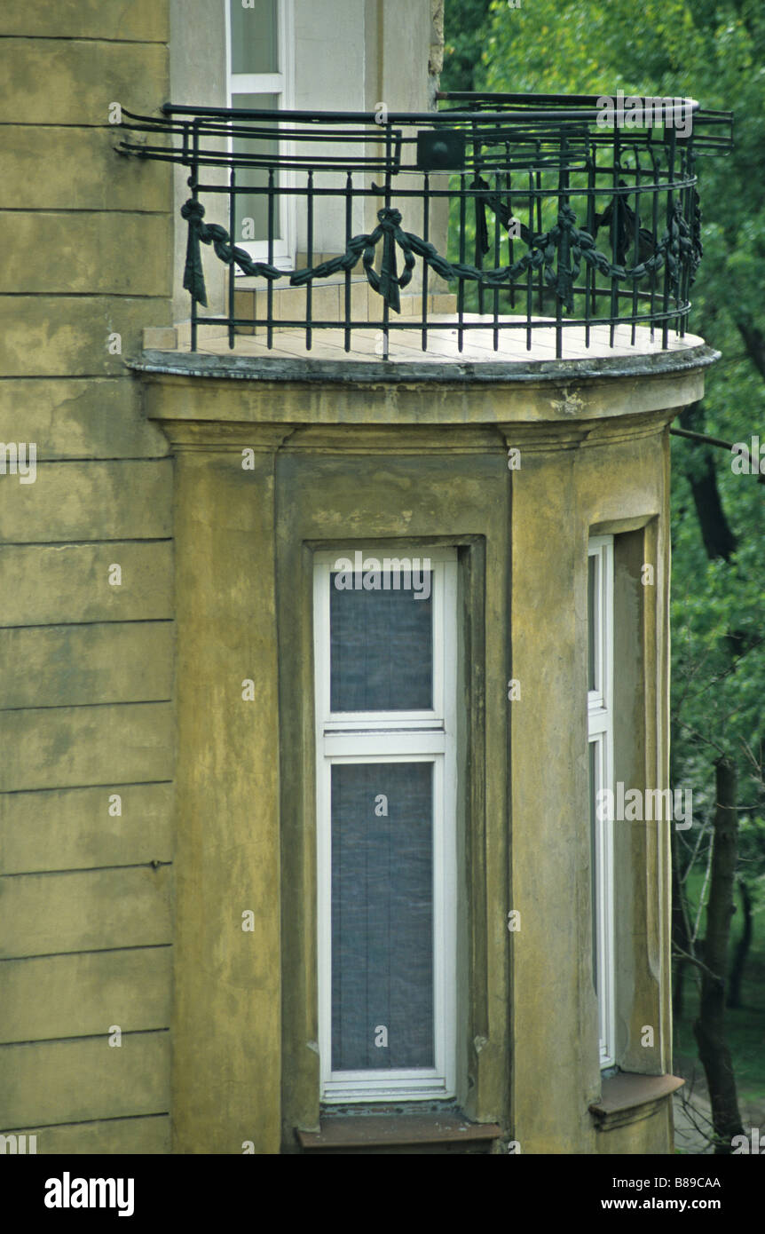 Bay window and balcony, Krakow, Poland Stock Photo - Alamy