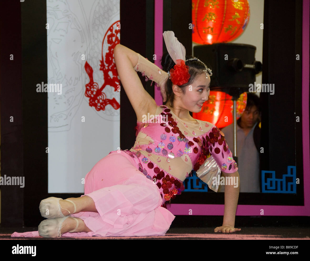 Chinese dancer performing at Chinese New Year show in Bangkok Thailand ...