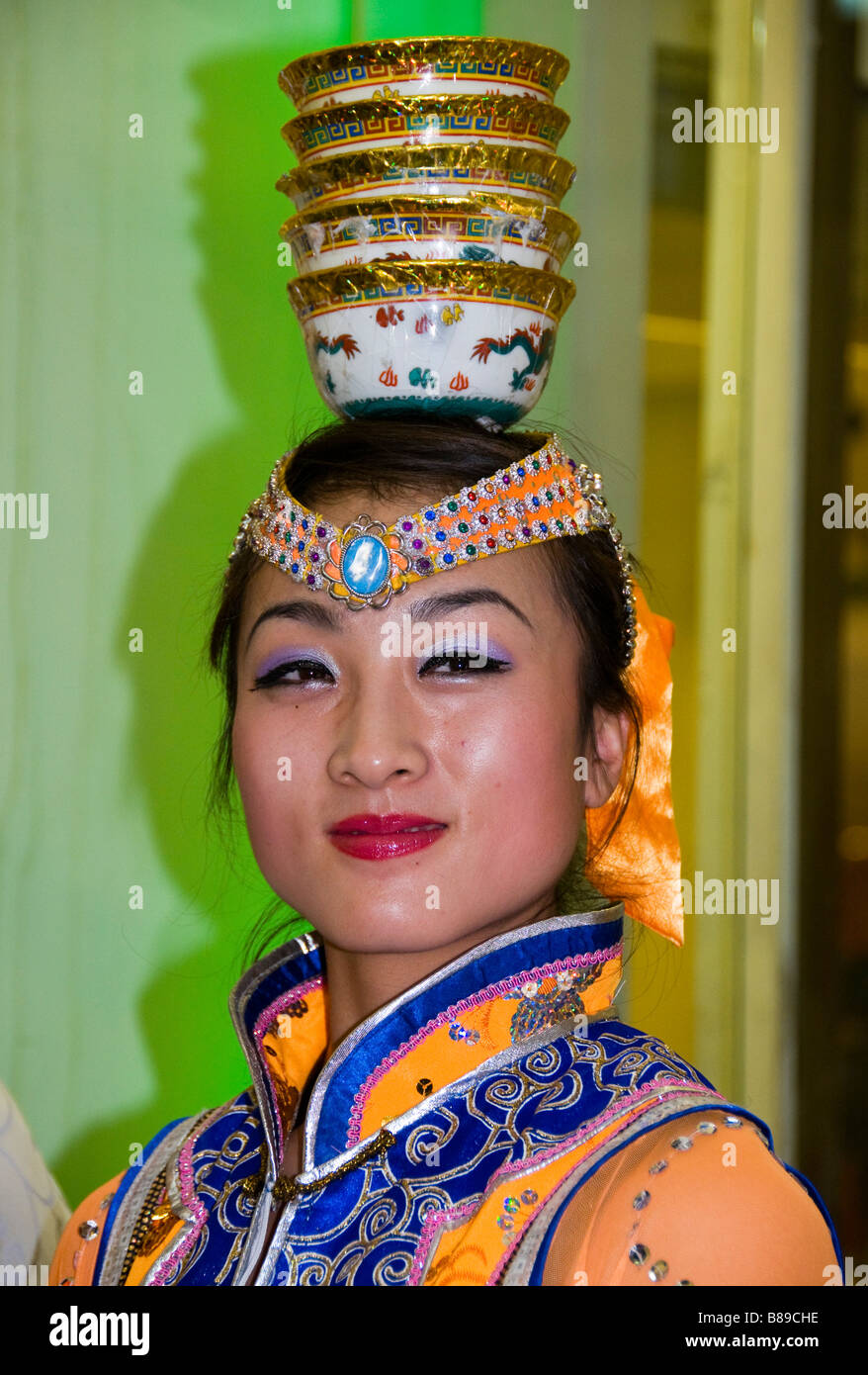 colorful Chinese dancer at Chinese New Year show in Bangkok Thailand ...