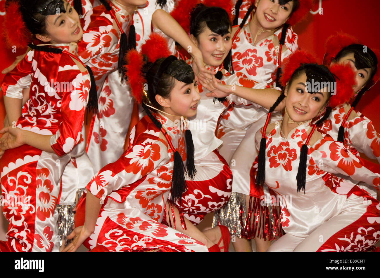 Chinese dancers performing at Chinese New Year show in Bangkok Thailand ...