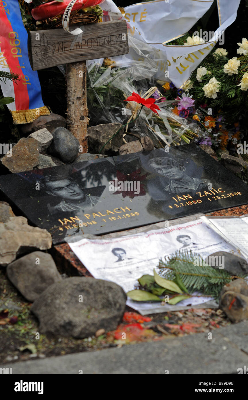 The memorial to Jan Palach and Jan Zajic in Wenceslas Square, Prague ...