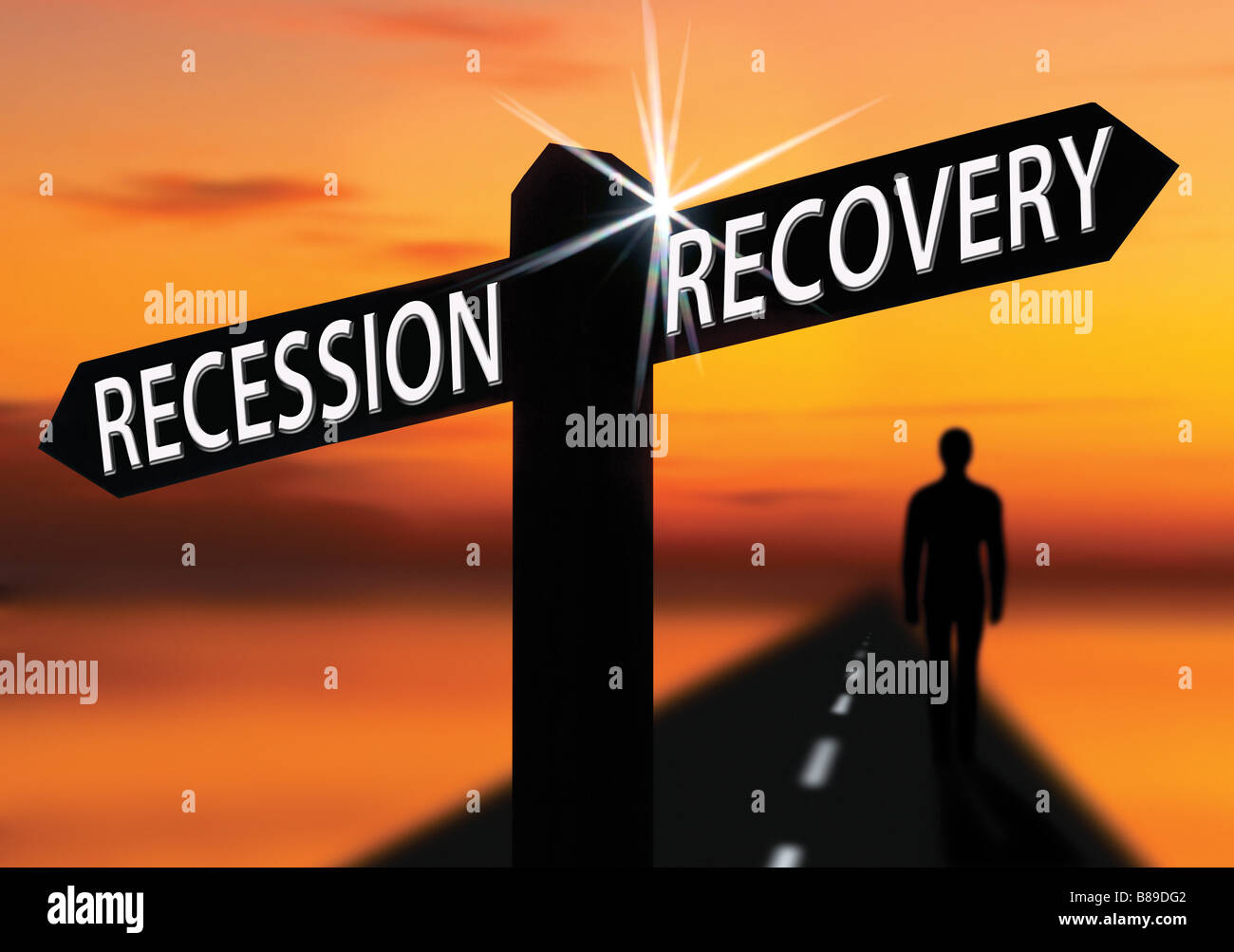 recession recovery sign Stock Photo - Alamy