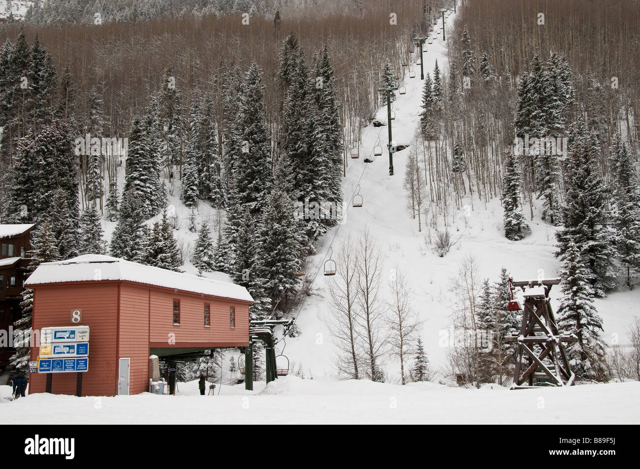 Oak Street Lift 8 near lower Gondola Station, Telluride, Colorado Stock ...