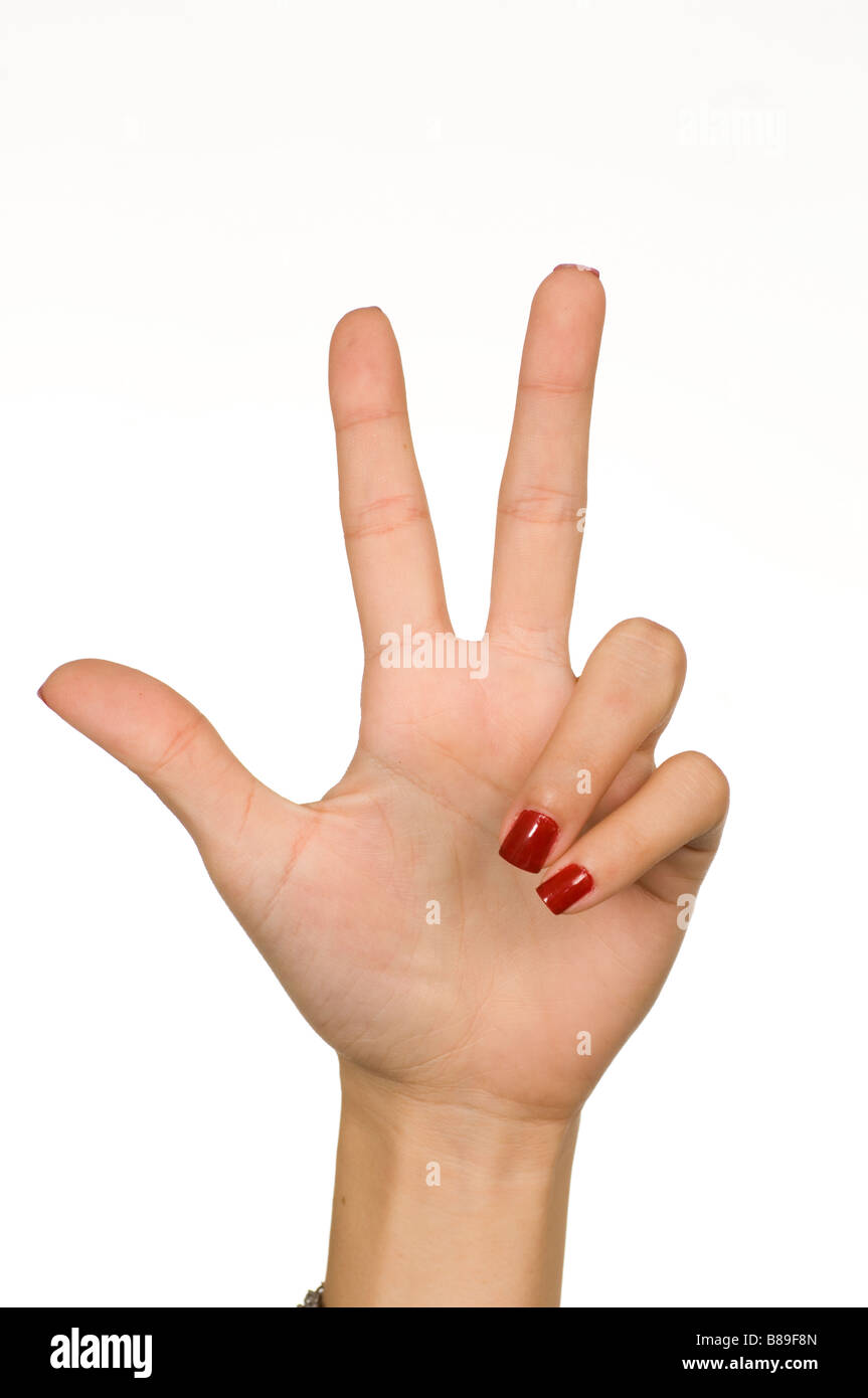 Hand three fingers white hi-res stock photography and images - Alamy