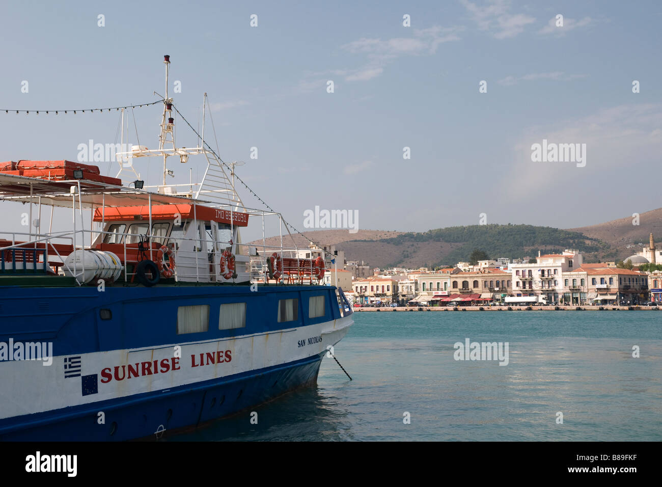 Boat at Chios port Stock Photo - Alamy