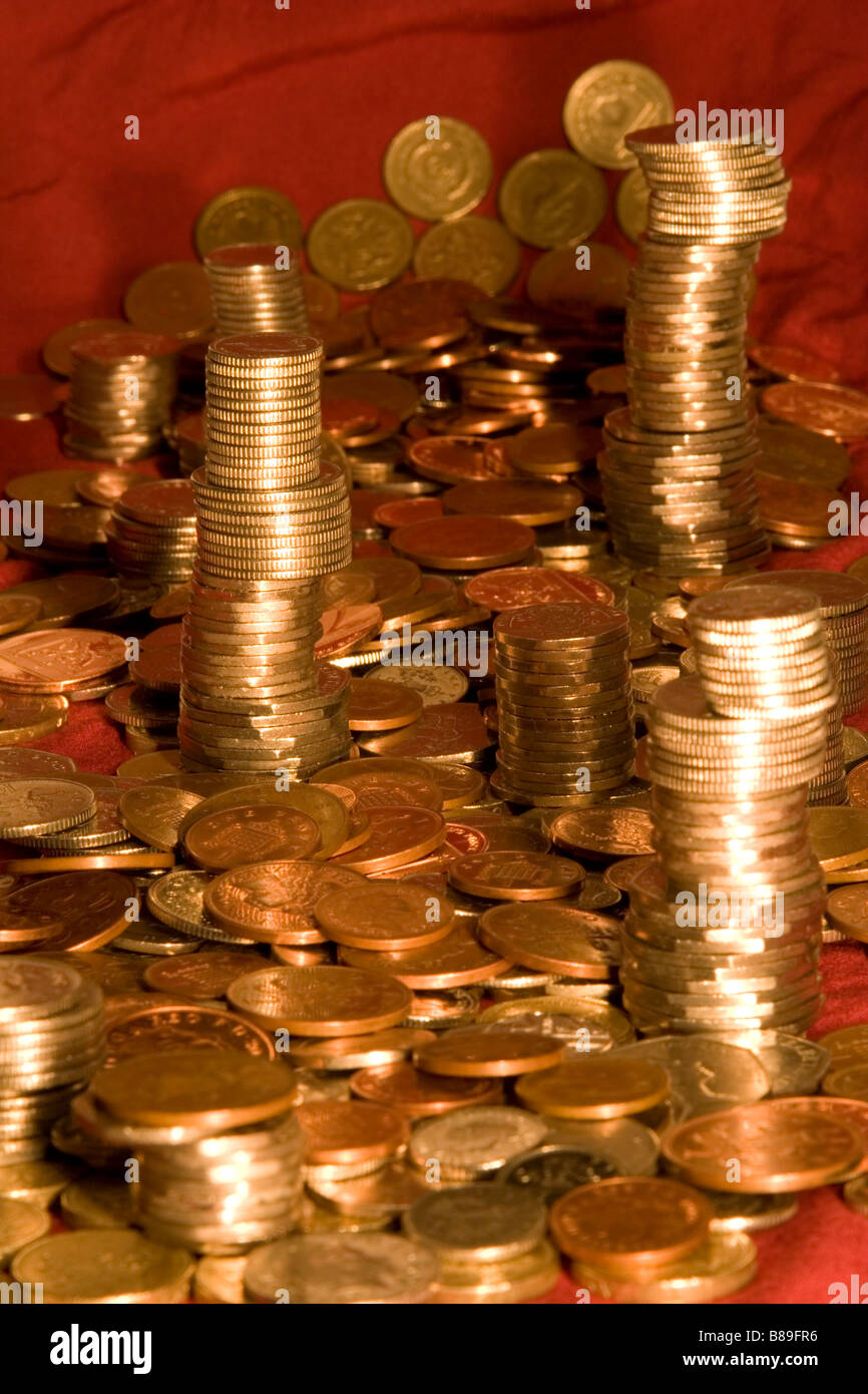 Piles and stacks of coins Stock Photo - Alamy