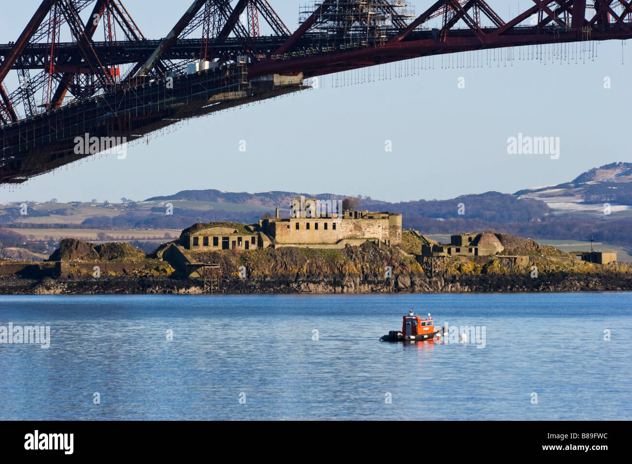 Inchgarvie Island under the Forth Rail Bridge, Edinburgh, Scotland ...