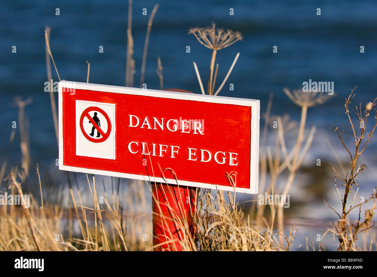 Danger Cliff Edge warning sign, Hunstanton, Norfolk, England Stock ...