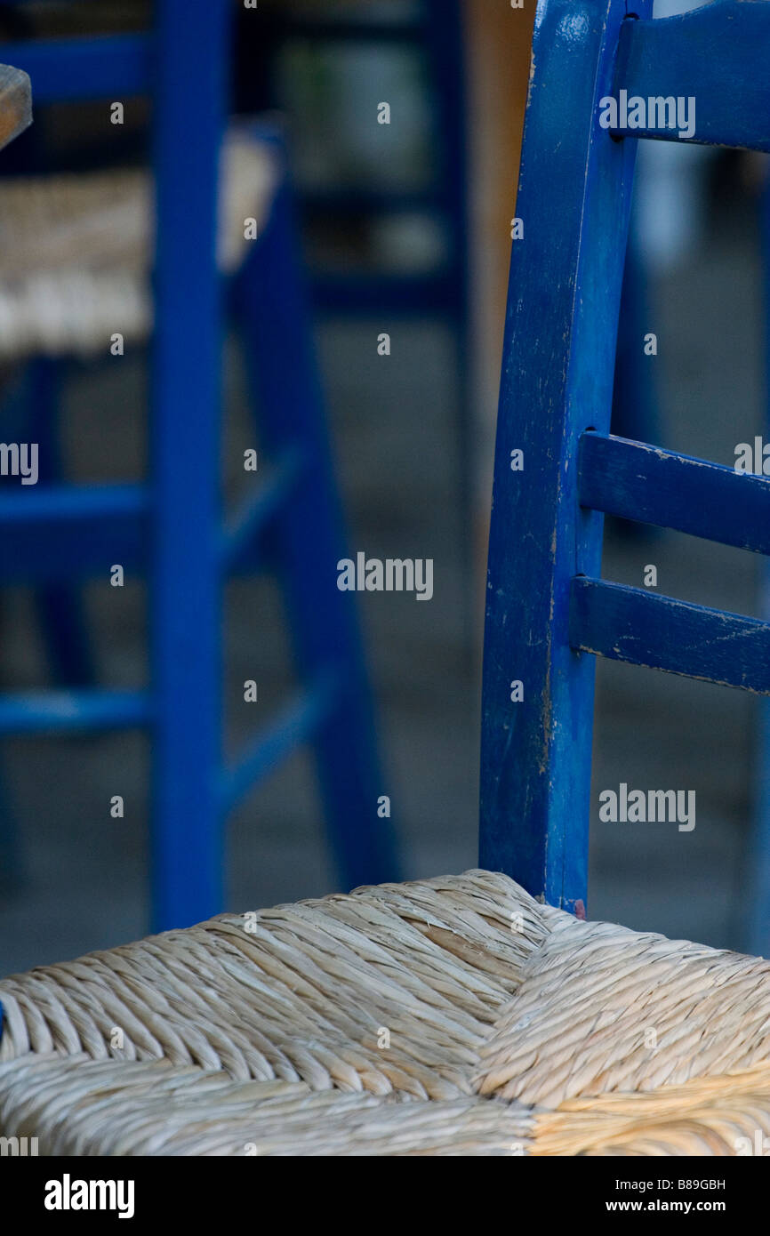 Chairs in Greece in Blue Stock Photo - Alamy