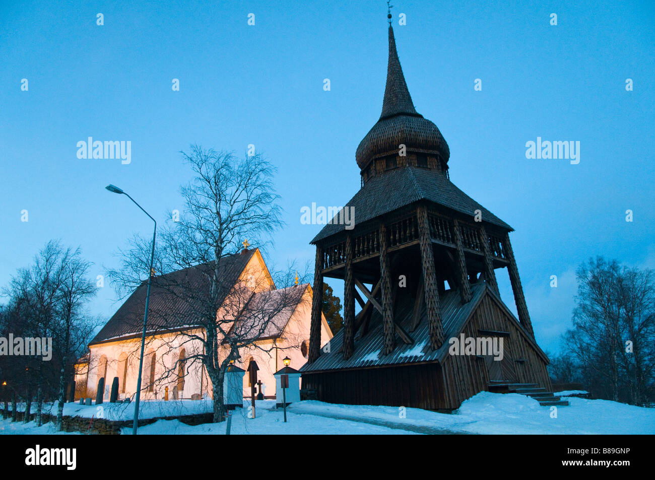 Illuminated church at night Stock Photo - Alamy