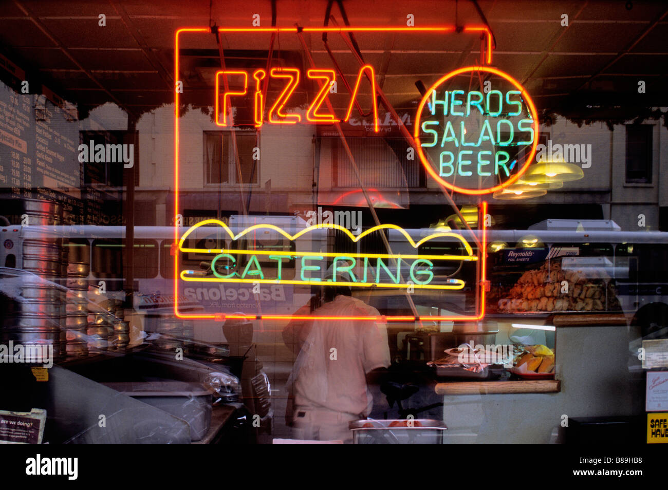 Diner New York. View inside storefront of New York pizza restaurant in ...