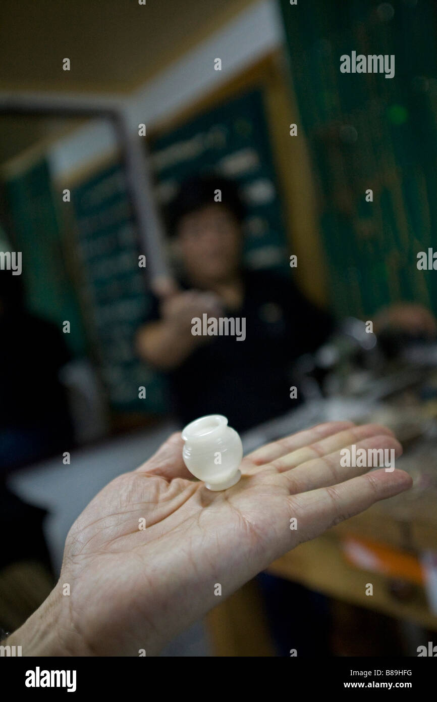 Small vase carved by artist out of Tagua (Phytelephas Macrocarpa) Ivory ...